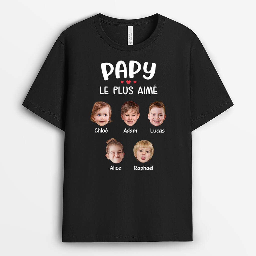 Papy Le Plus Aimé Avec Visage - Cadeau Personnalisé | T-shirt Pour Pap ...