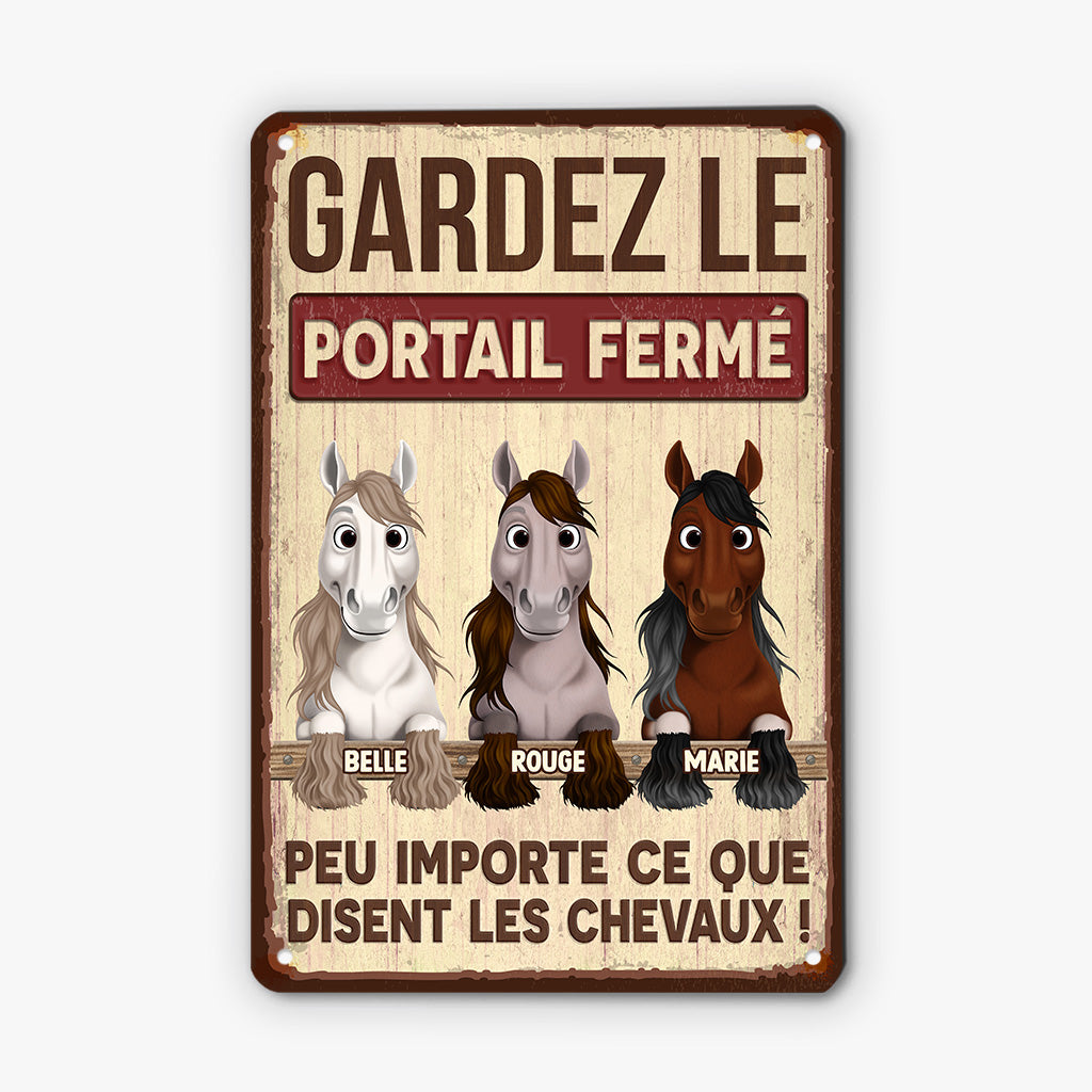 Gardez Le Portail Fermé - Plaque En Métal Personnalisée Avec Cheval ...