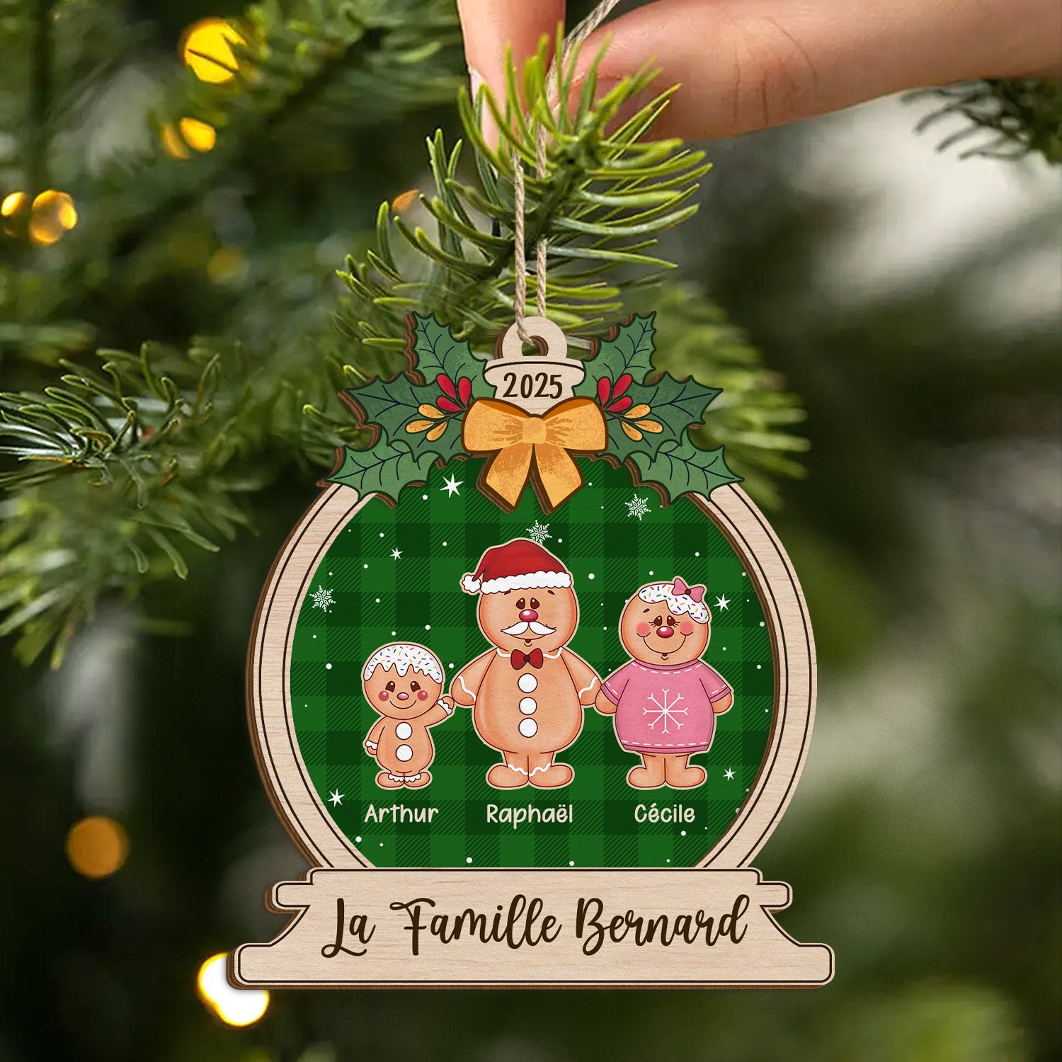 Notre Famille Bonhomme De Pain D'épices - Ornement Noël En Bois À 2 Co ...