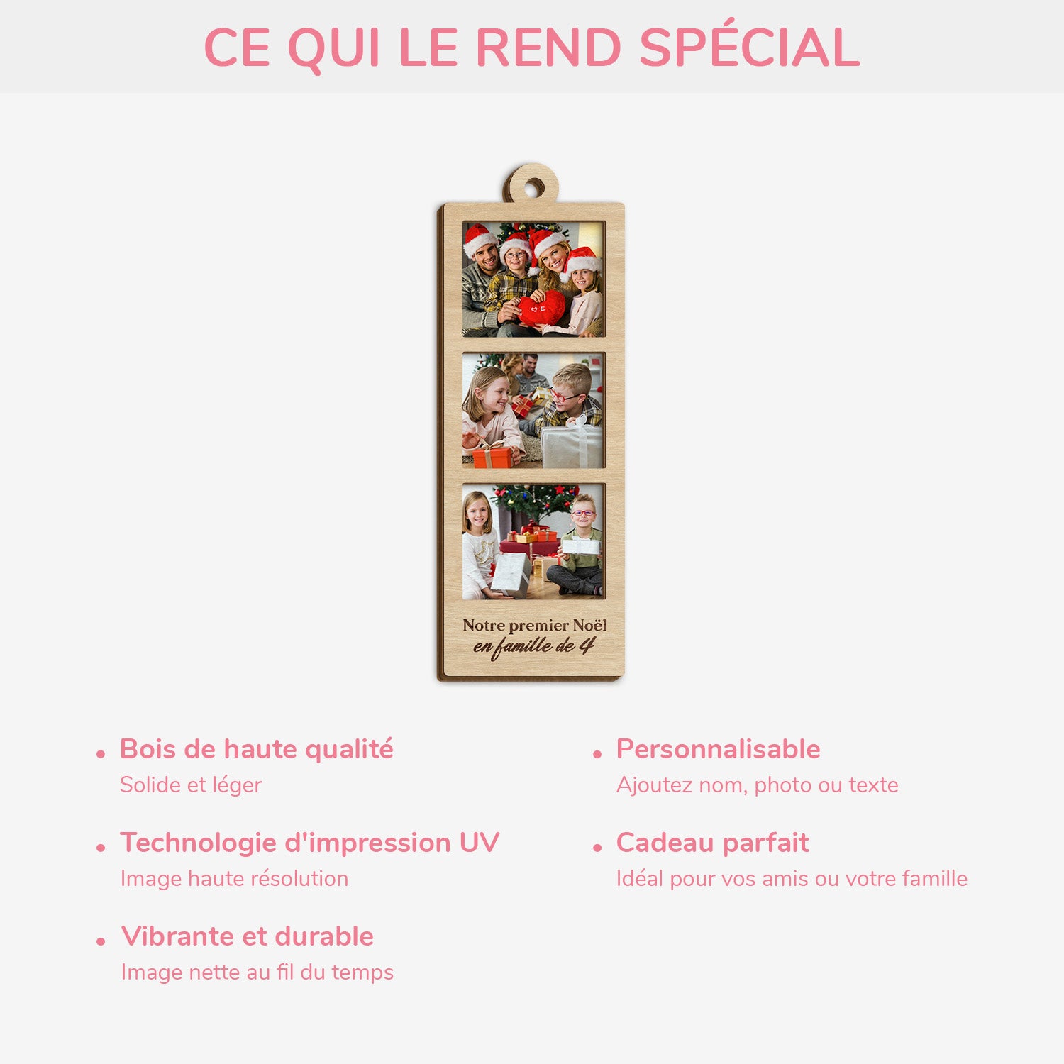 Photo De Notre Famille - Ornement Noël En Bois À 2 Couches Personnalis - Vive La Mode