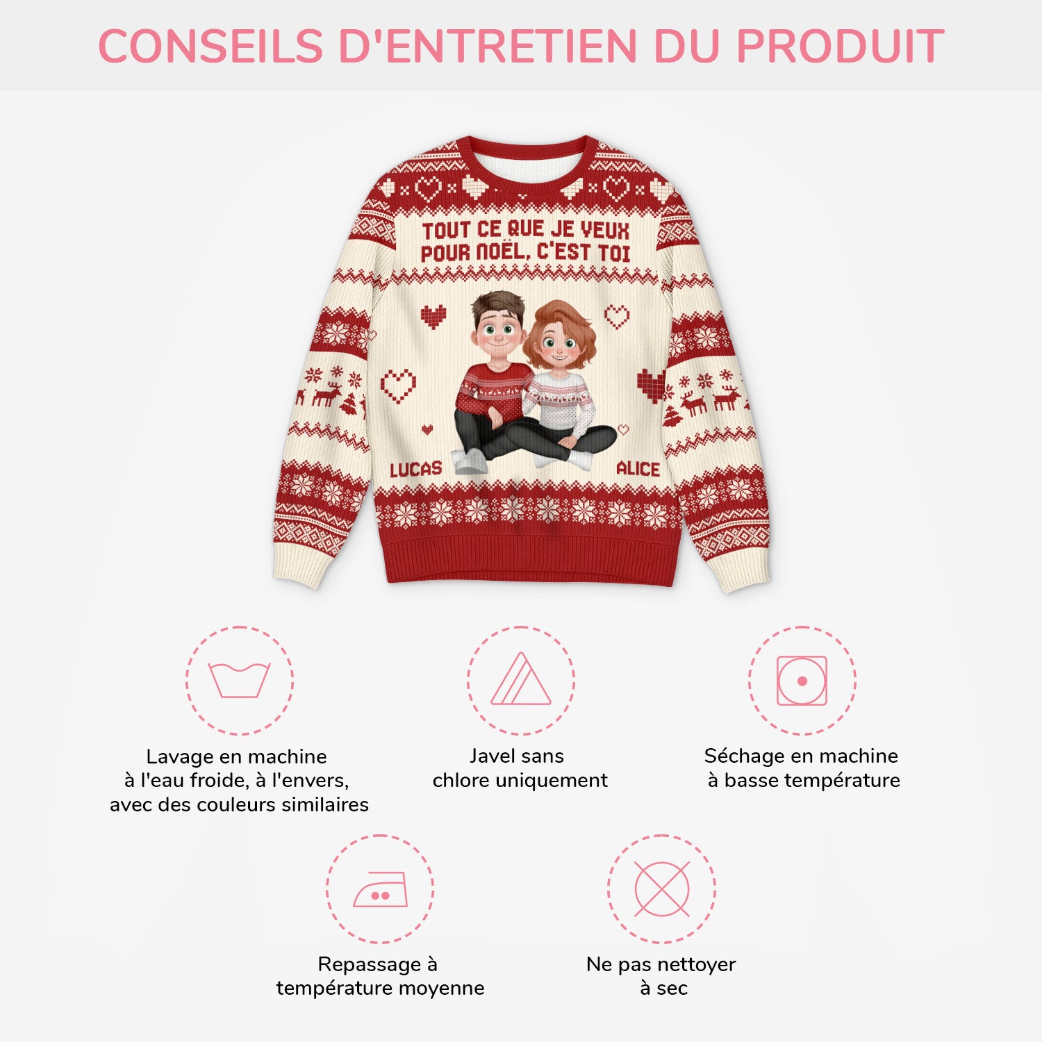Tout Ce Que Je Veux Pour Noël C'est Toi - Pull Moche Personnalisé Coup ...