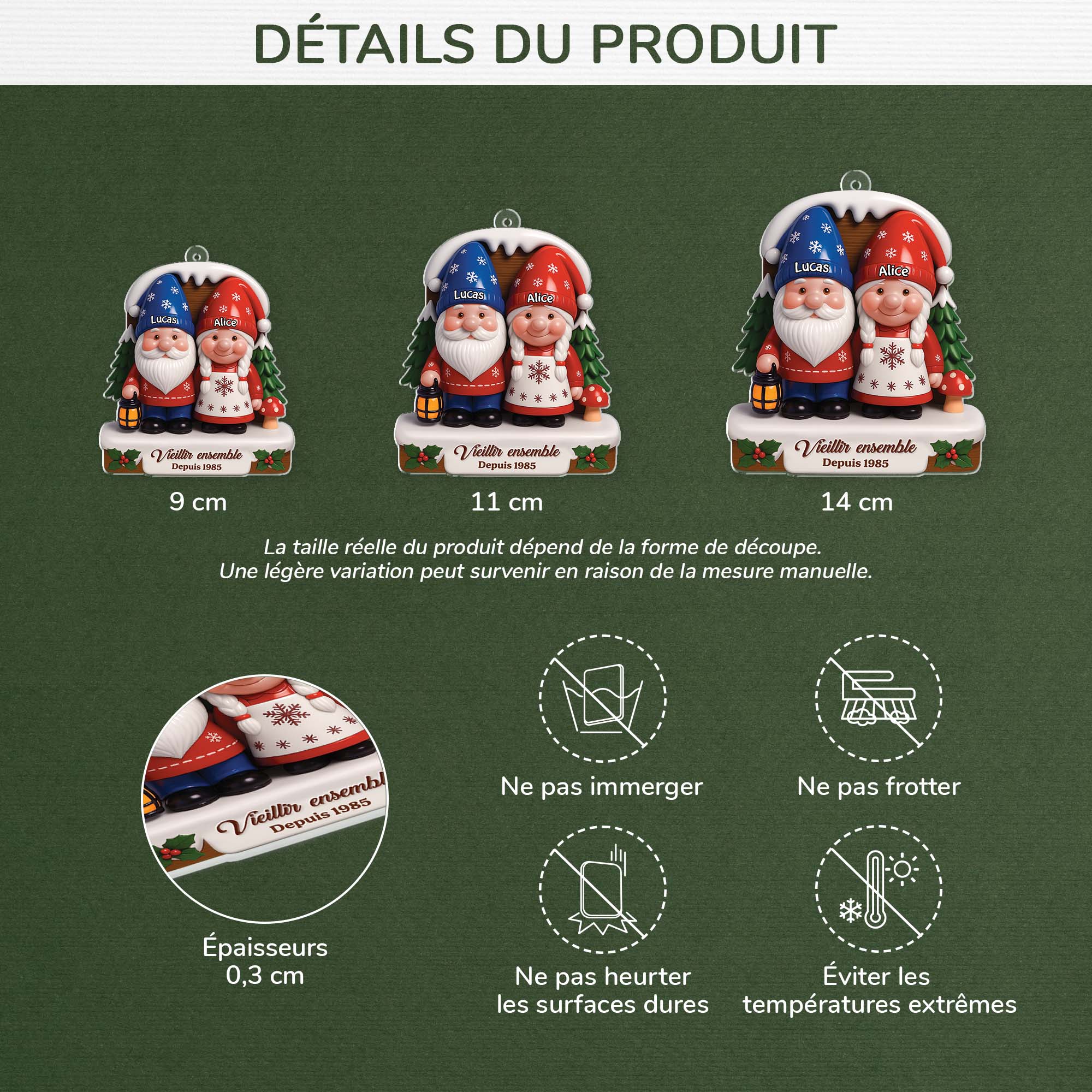 [Effet d'impression 3D] Vieillir Ensemble - Ornement Noël Acrylique Pe ...