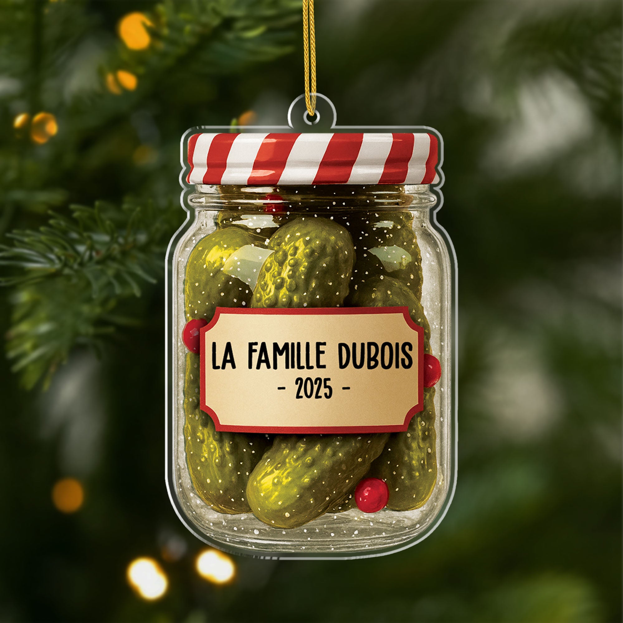 [Effet d'impression 3D] Pot De Cornichons - Ornement Noël Acrylique Pe ...