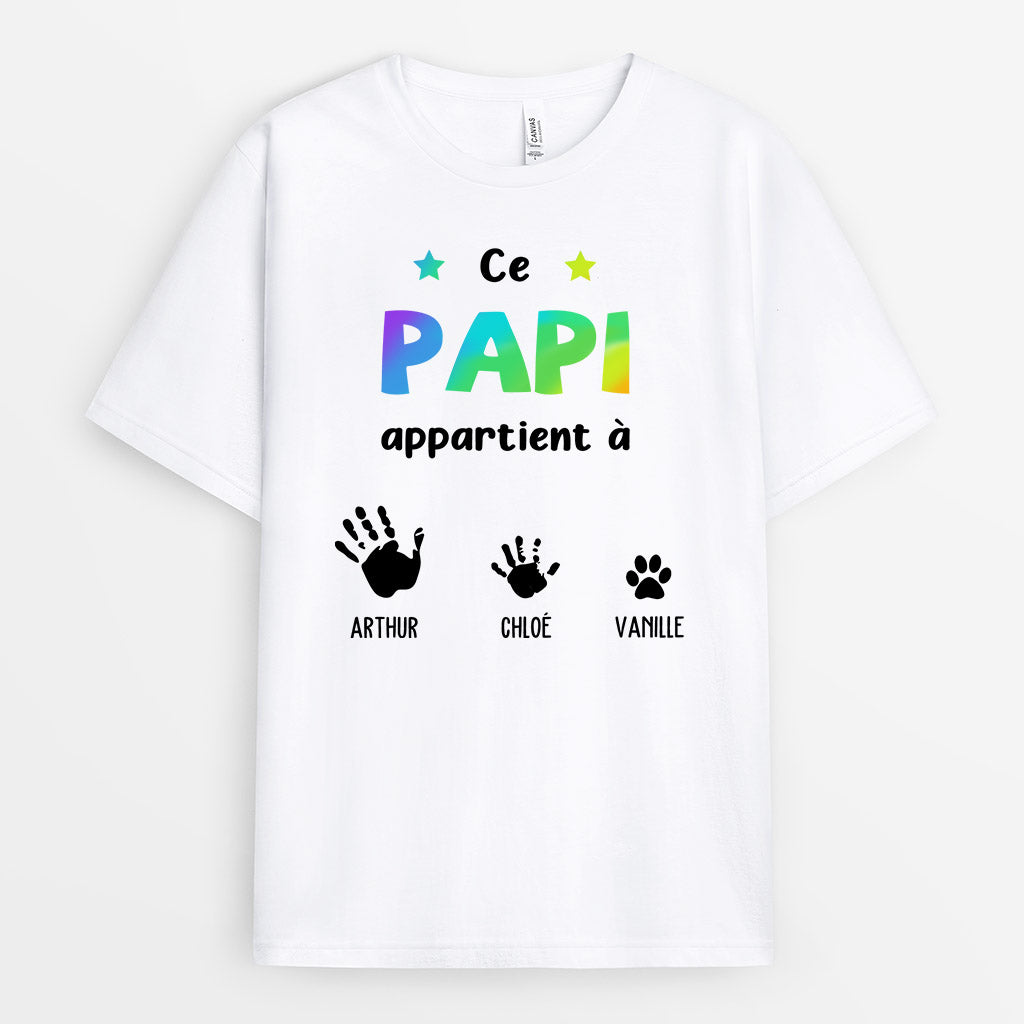 Ce Papi Appartient À - Cadeau Personnalisé | T-shirt pour Papi Papa ...