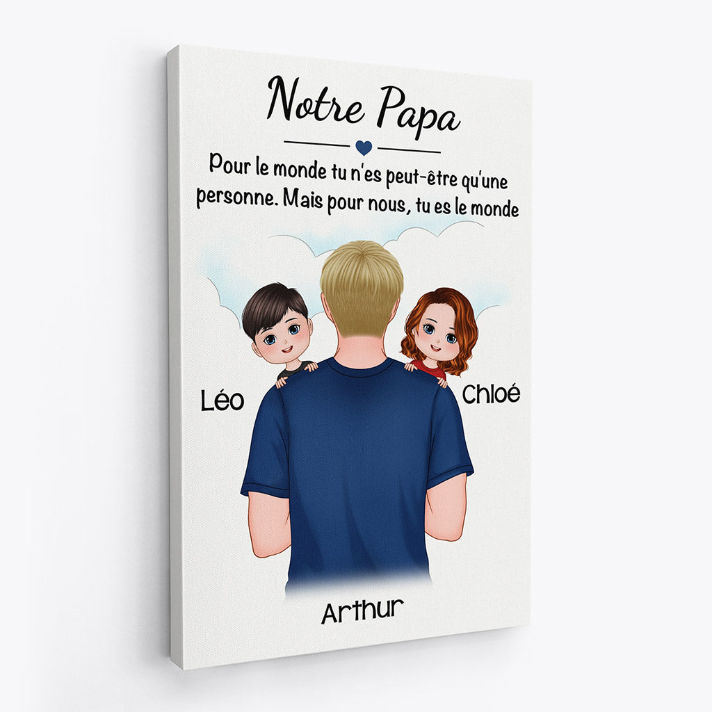 Tu es le monde - Cadeau Personnalisé | Toile pour Papi Papa - Vive La Mode